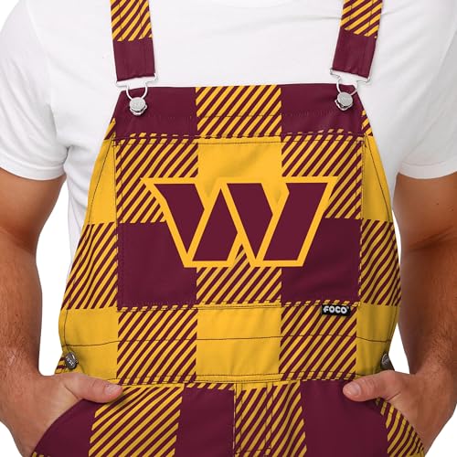 Snapklik.com : FOCO Washington Commanders NFL Mens Plaid Bib Overalls