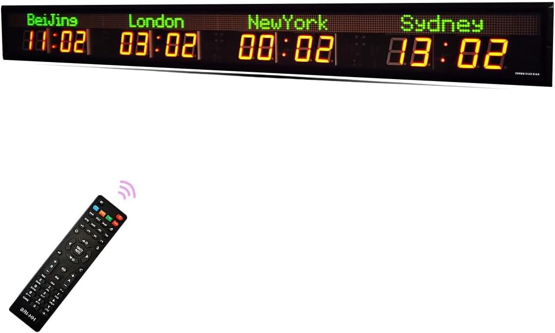 Amazon.com: KHZKHC Large Digital Led World Clock, 3 Time Zone Wall ...