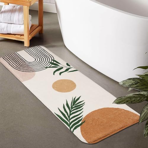 Amazon.com: Cyncelia Bathroom Runner Rug Long Green Leaf Bath Mat Non ...