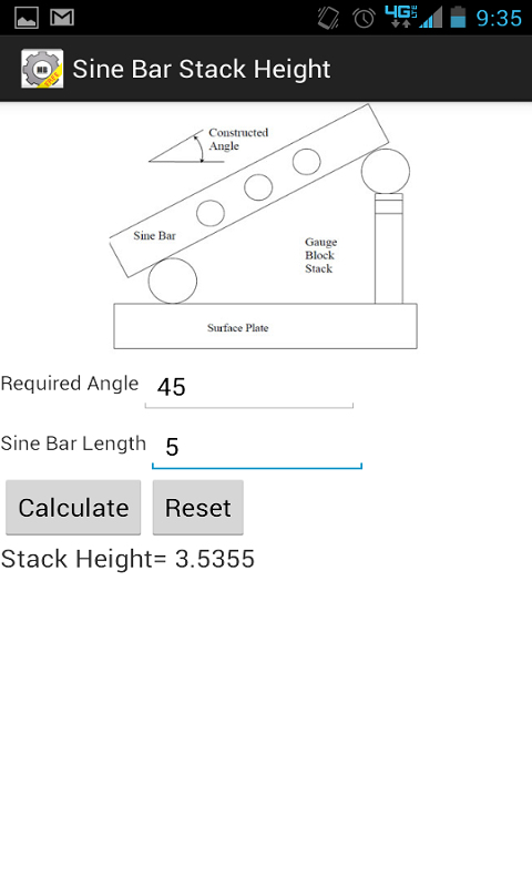 Machinist Sine Bar Stack Height - App on Amazon Appstore