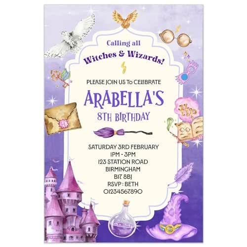 Personalised Wizard Birthday Party Invitations, Wizarding Magic World ...