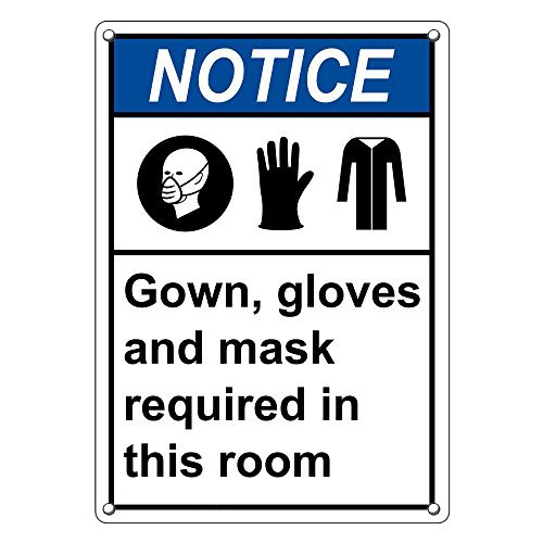 Weatherproof Plastic Vertical ANSI Notice Gown, Gloves and Mask ...