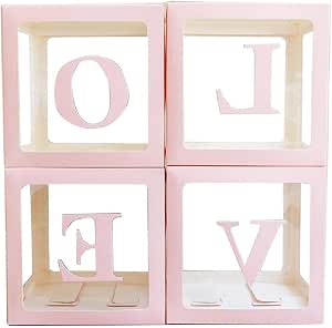 Amazon.com: 4pcs Love Boxes with Letters for Wedding Baby Shower Blocks ...