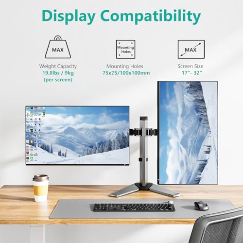 Snapklik.com : WALI Dual Monitor Stand For Desk, Computer Monitor ...
