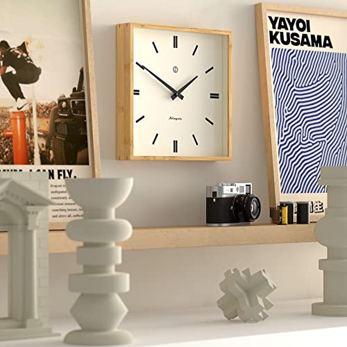 NEWGATE Fiji Wall Clock In Bamboo – Medium Wall Clocks – Square Clock – Kitchen Clock – Modern ...