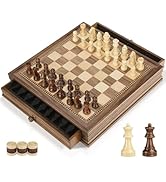 Amazon.com: Peradix Magnetic Chess Checkers Board Sets with 2 Built-in ...