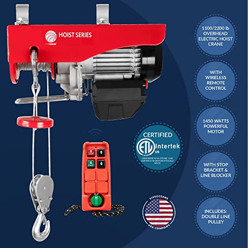 Five Oceans Electric Hoist, Hoist Pulley System, 2200 Lb Electric Winch ...