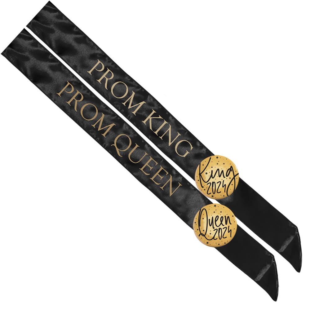Amazon.com: Anderson's Black Prom 2024 Sash Set, King and Queen Sashes ...