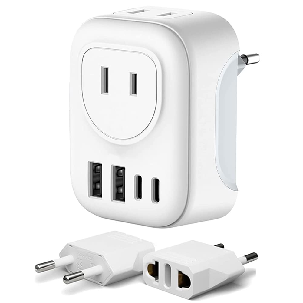 European Plug Travel Adapter, Canada USA to Europe Plug Adapter Flat ...