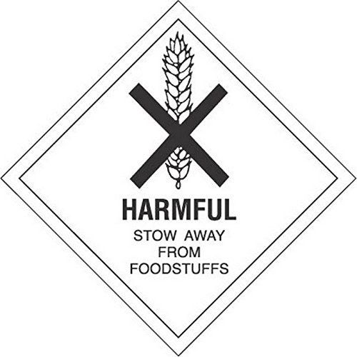4" x 4" Harmful Stow Away from Foodstuffs D.O.T. Subsidiary Risk Labels ...