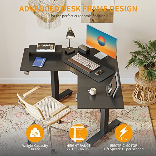 Snapklik.com : L Shaped Electric Standing Desk, 48" Dual Motor Corner ...