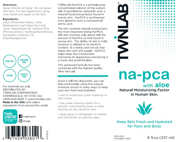 Twinlab Na-PCA Spray con aloe vera – Spray corporal e hidratante para ...