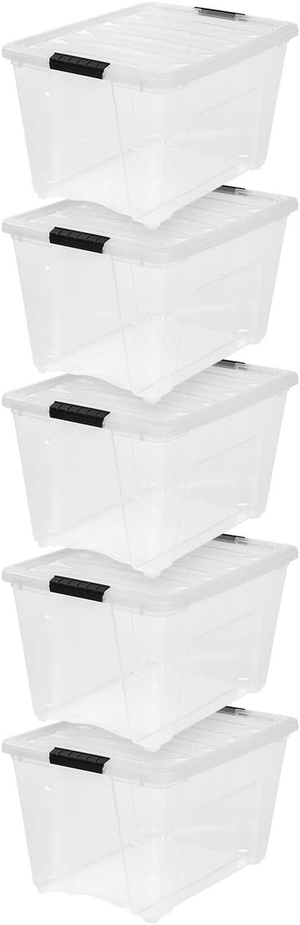 Amazon.com - IRIS USA 54 Qt Clear Plastic Storage Box with Latches, 5 Pack