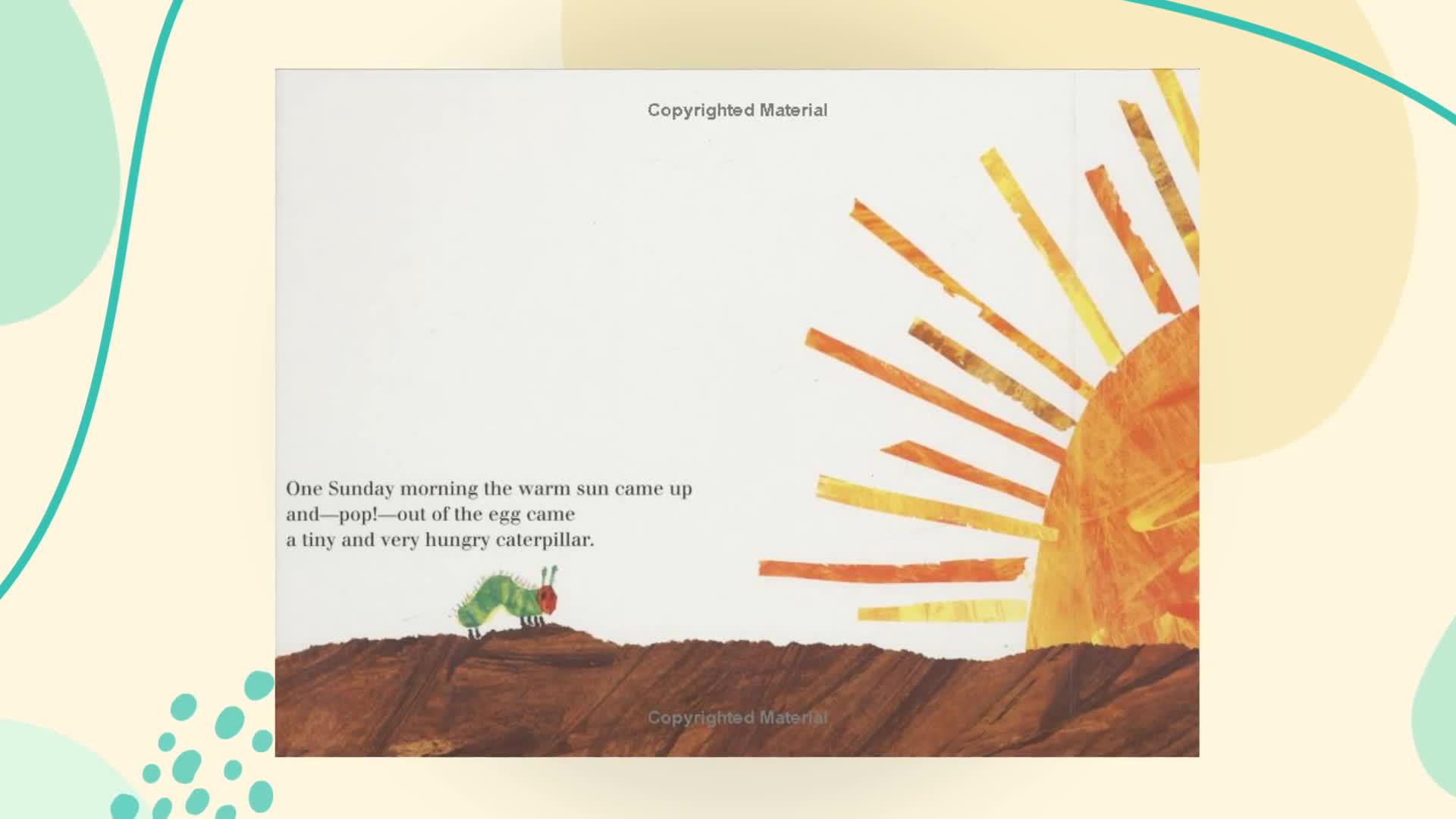Very Hungry Caterpillar Sun From Paper To Print Original Works By Eric