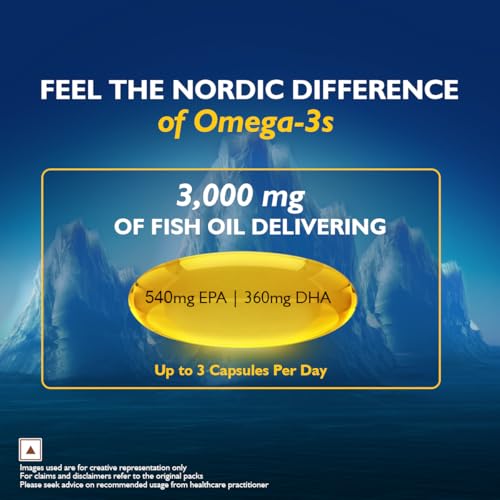 Siens By Dabur Omega-3 Fish Oil Capsules 3000mg - 30 softgels|Supports ...