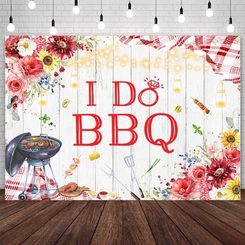 Amazon.com : AIBIIN 7x5ft I Do BBQ Backdrop Wood Red Floral Bridal ...