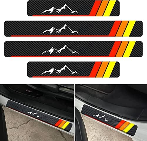 Amazon.com: DAOPERS 4Pcs Front/Rear Carbon Fiber Car Door Sill Plate ...