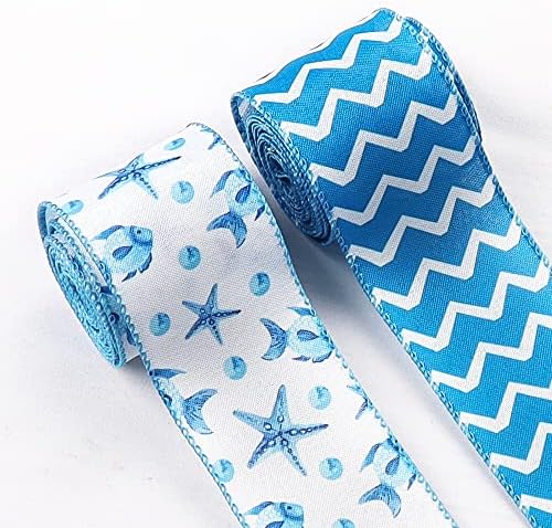 Amazon.com: 2pcs Summer Fabric Ribbons Summer Sea Ocean Wave Strips ...