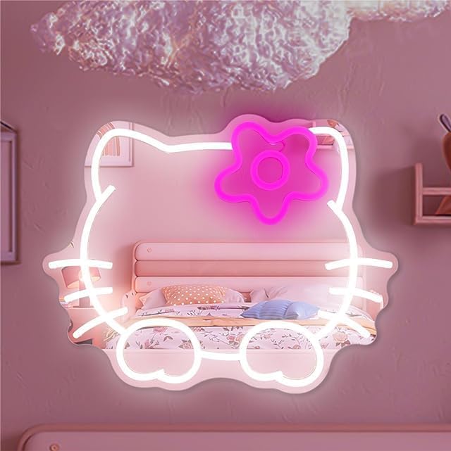 Amazon.com: Anime Hello Kit Mirror Neon sign Dimmable Led Neon Mirror ...