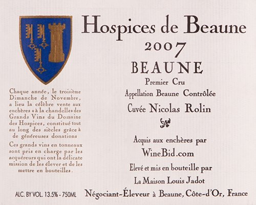 2007 Hospices de Beaune Beaune Cuvee Nicolas Rolin elevage Louis Jadot ...
