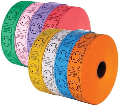 Amazon.com : Smiley Face Roll Ticket 1,000 Ticket Roll 8 Pack Assorted ...