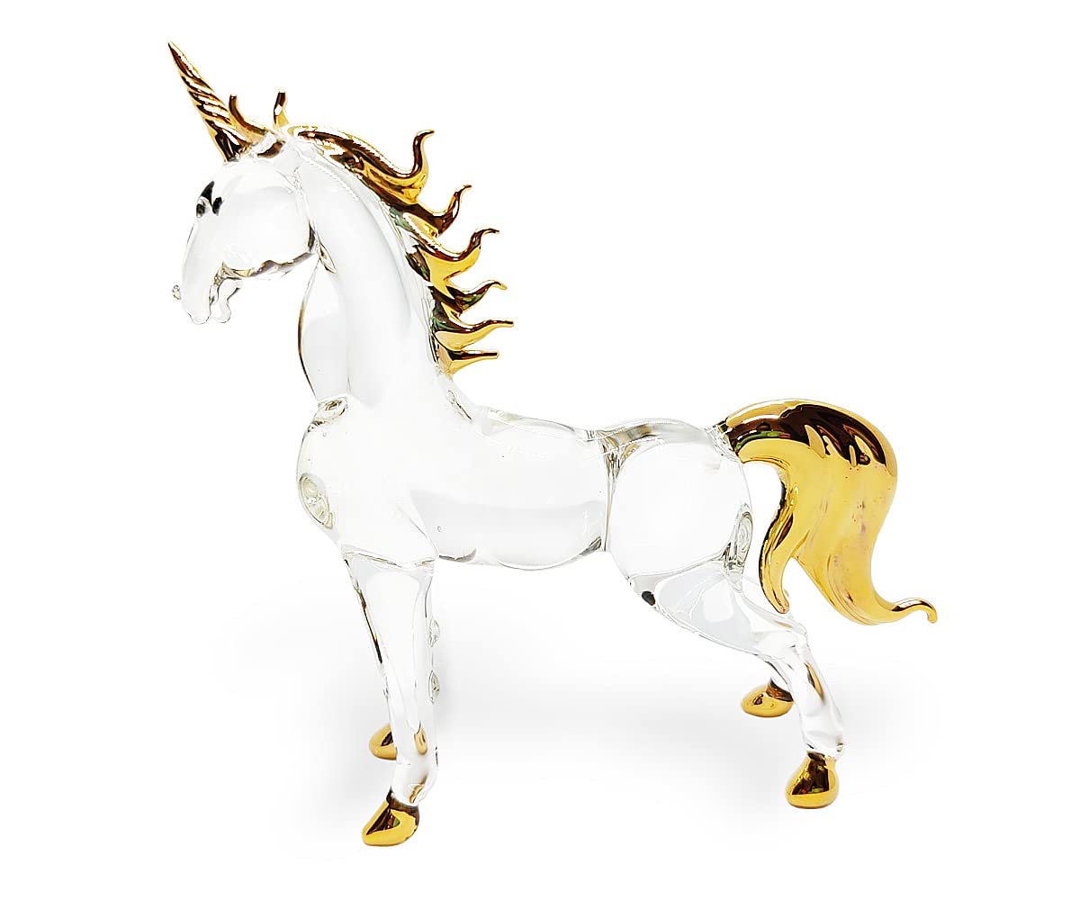 Amazon.com: WitnyStore 4½" Long Standing Clear Unicorn Figurine ...