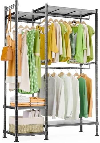 Amazon.com: Heavy Duty Rolling Garment Rack, Adjustable Heavy Duty ...