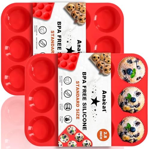 Amazon.com: Walfos Muffin Pan Set - 12 Cups Regular Silicone Cupcake ...