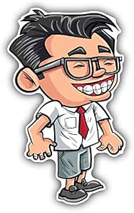 Amazon.com - Boy Nerd Cute Cartoon Car Bumper Sticker Vinyl Decal