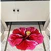 Amazon.com: Red Flowers Shaped Area Rug,Non-Slip Bath Rug for Kitchen ...
