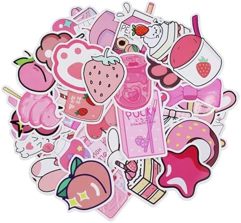 Pink Preppy Style Stickers - 50Pcs Pink Cute Vsco Stickers for Laptop ...
