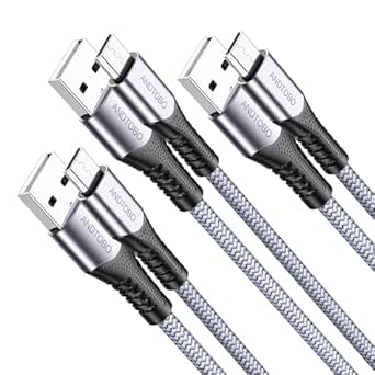 Amazon.com: ANDTOBO Micro USB Cable Android Charger,【3 Pack】 Nylon ...