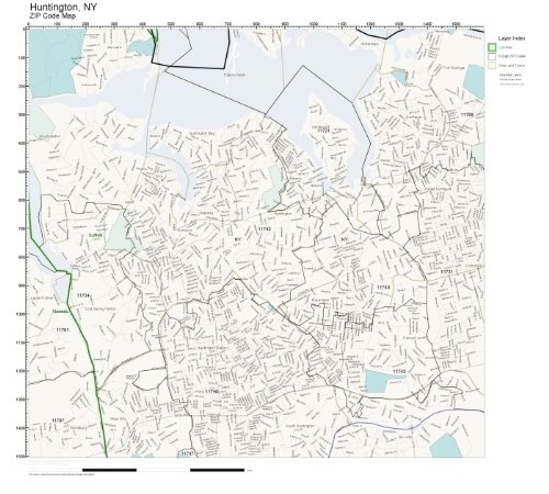 ZIP Code Wall Map of Huntington, NY ZIP Code Map Laminated: Amazon.com ...