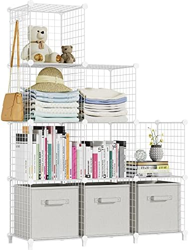 SONGMICS 16 Cube Metal Wire Storage Organiser, DIY Closet Cabinet and ...