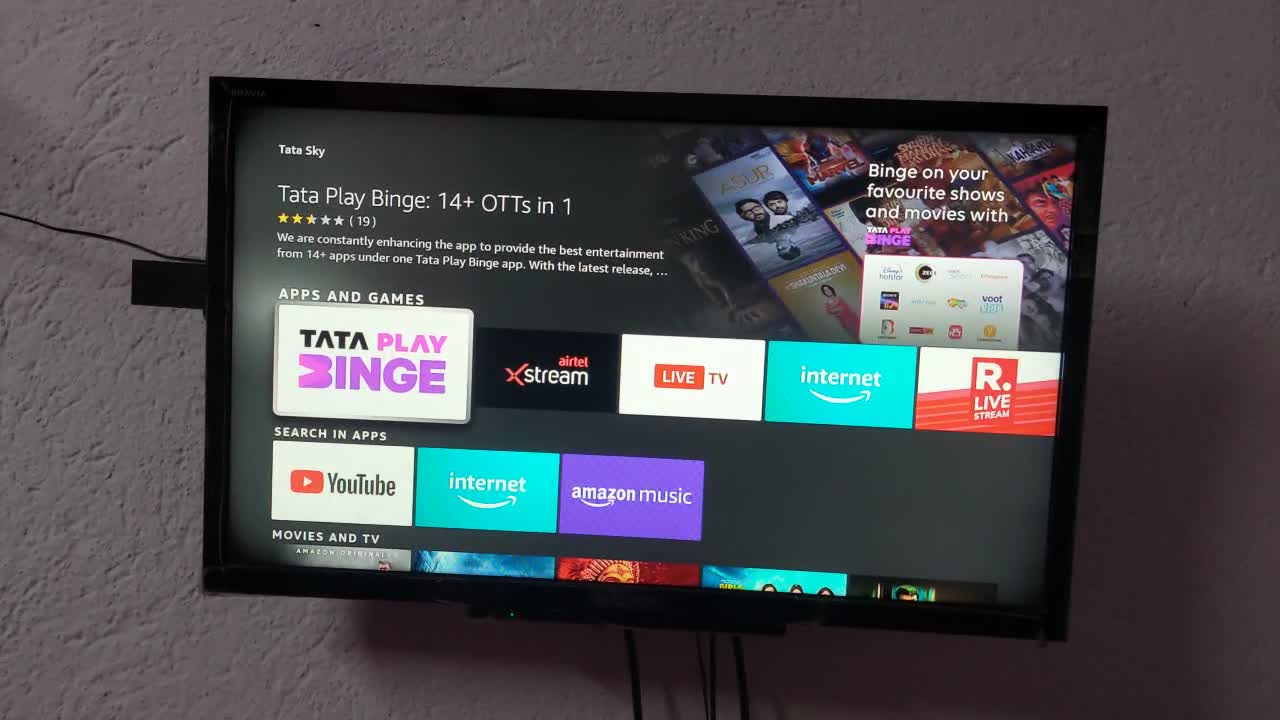 Watch not install Tata play binge app on Amazon Live
