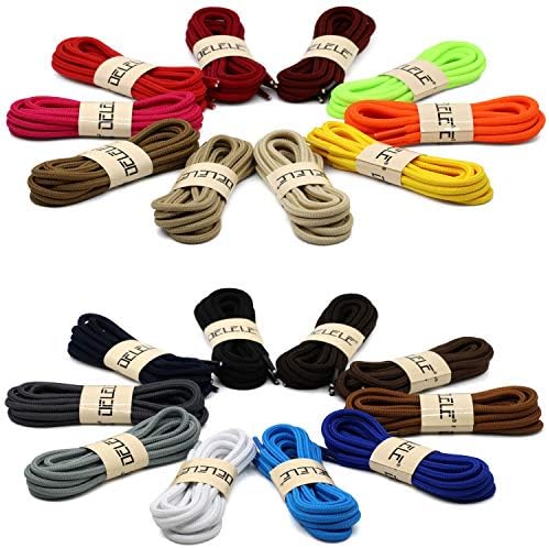 Amazon.com: DELELE Round Boot Laces 20 Colors 3/16" Thick Shoe Laces ...