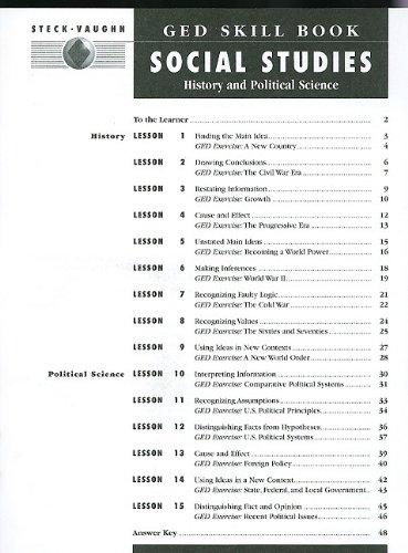 Social Studies History and Political Science (GED Skill Books): Steck-Vaughn: 9780817265014 ...