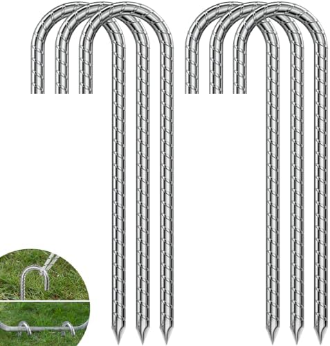 flintronic 6PCS Galvanised Steel Heavy Duty Tent Pegs, Steel Ground ...
