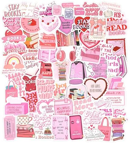 Amazon.com: GEEHUA Pink Bookish Stickers, Book Reading Stickers Book ...