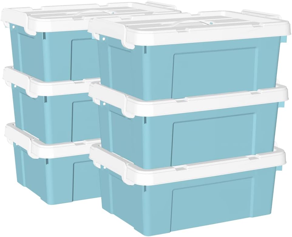 Cetomo 20L*6 Storage Boxes, Carry Plastic Storage Box with Lids ...