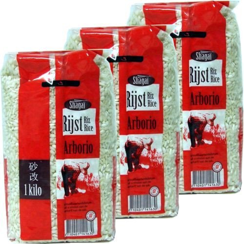 Shagai Premium Arborio Reis 3 x 1000g (Avorio Mittelkorn-Reis) : Amazon ...
