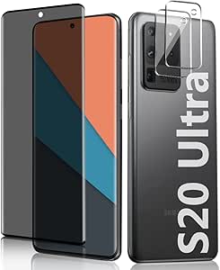 Amazon.com: LETANG [1+2 Pack] Galaxy S20 Ultra Privacy Screen Protector with Camera Lens Film ...