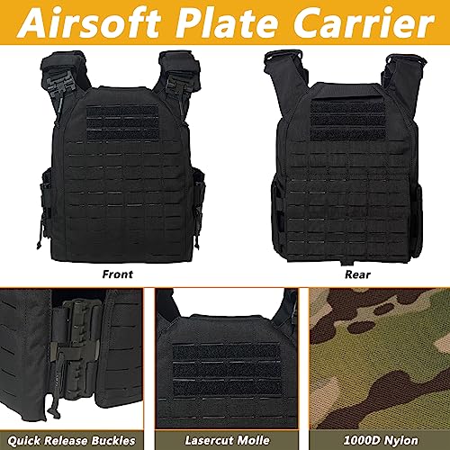 EMERSONGEARS Tactical Airsoft Vest Hunting vest Quick Release 1000D Nylon Molle Vest for Airsoft ...