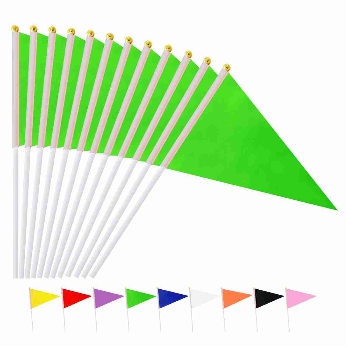 Amazon.com: Ckexin 25Pack Solid Green Pennant Stick Flag Small Mini ...