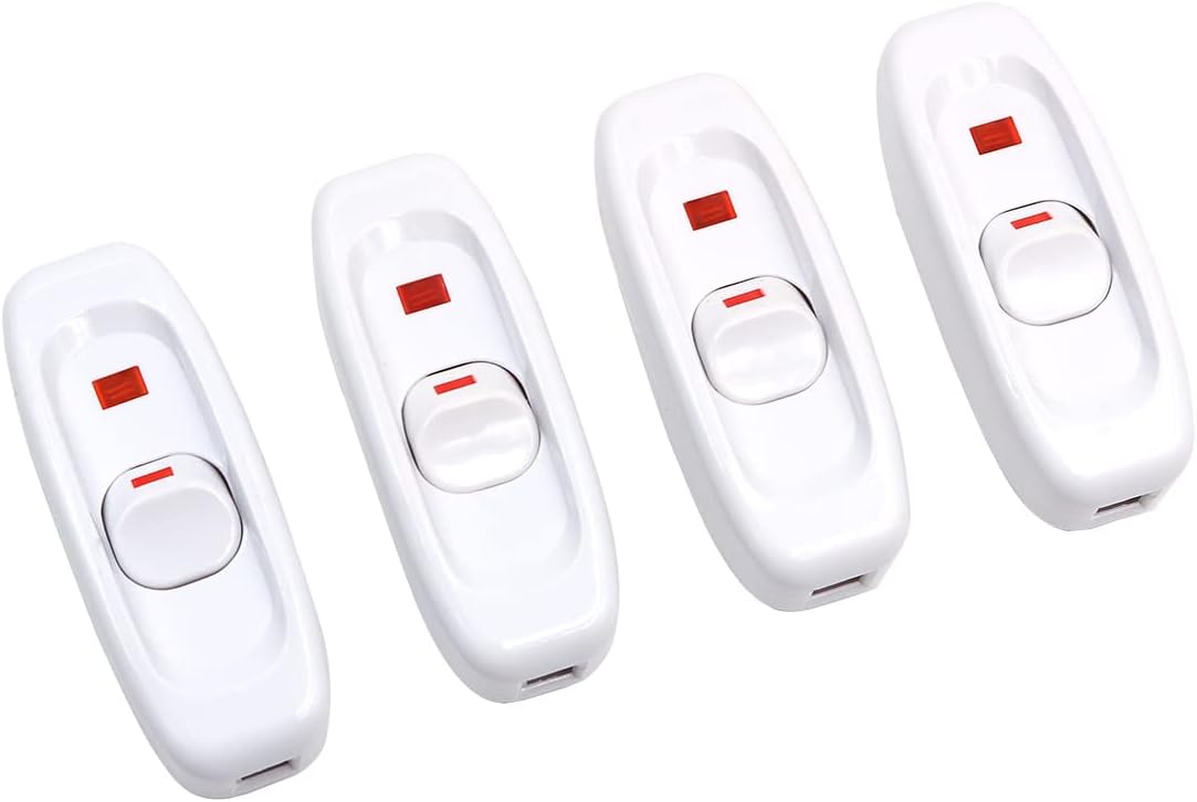 POFET 4PCS Inline Light Switch 250V 10A Inline Cord Switch Rocker Feed ...