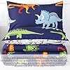 Amazon.com: RYNGHIPY Cartoon Dinosaur Comforter Set, Dark Blue Dinosaur ...