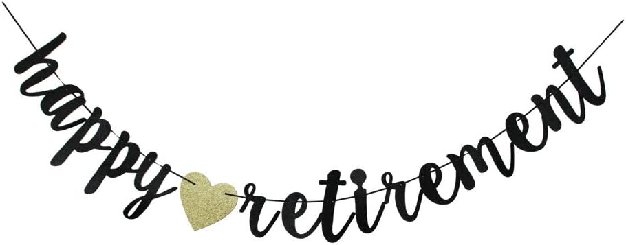 Amazon.com: Happy Retirement Black Banner, Retirement Party Sign ...