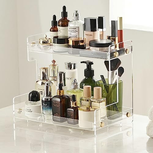 Amazon.com: NEWRAIN Bathroom Organizer Countertop, Makeup 2-Tier ...