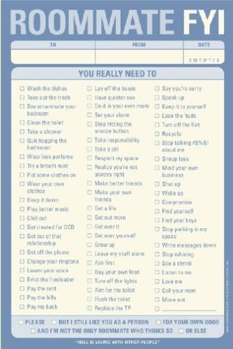 Amazon.com : Roommate FYI Behavior Correction Note Pad : Sticky Note ...