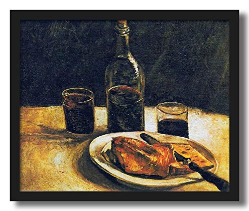 ArtCentral Still Life with Bottle, Two Glasses, Cheese and Bread, 1885 ...